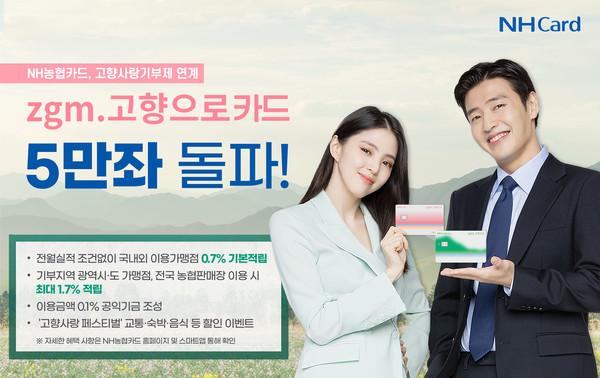 NH농협카드 ‘zgm.고향으로’ 카드…5만좌 돌파